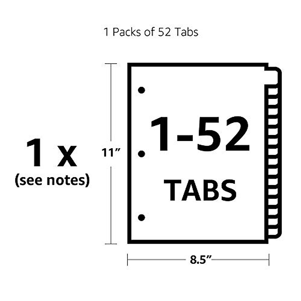 Amazon Basics 52-Tab Paper Binder Divider,Numbered, Multi-Color, 1 Set