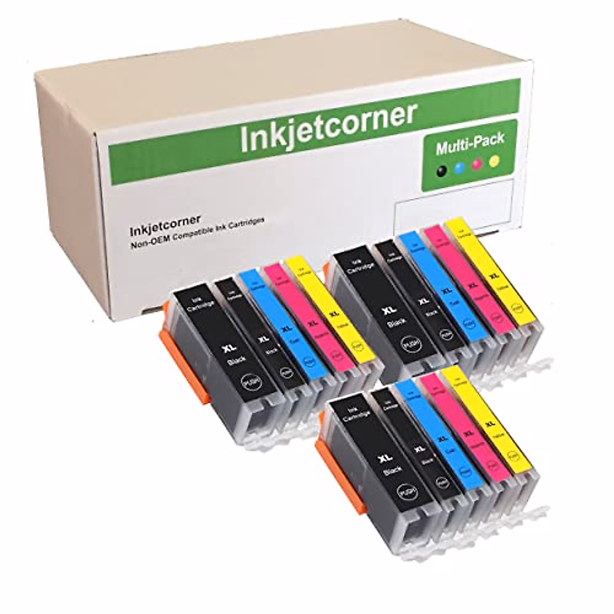 Inkjetcorner Compatible Ink Cartridges Replacement for use in Series iX6820 MX920 MG5620 MG5622 MG6620 iP7220 (3 Big Black 3 Small Black 3 Cyan 3 Magenta 3 Yellow, 15 Pack )
