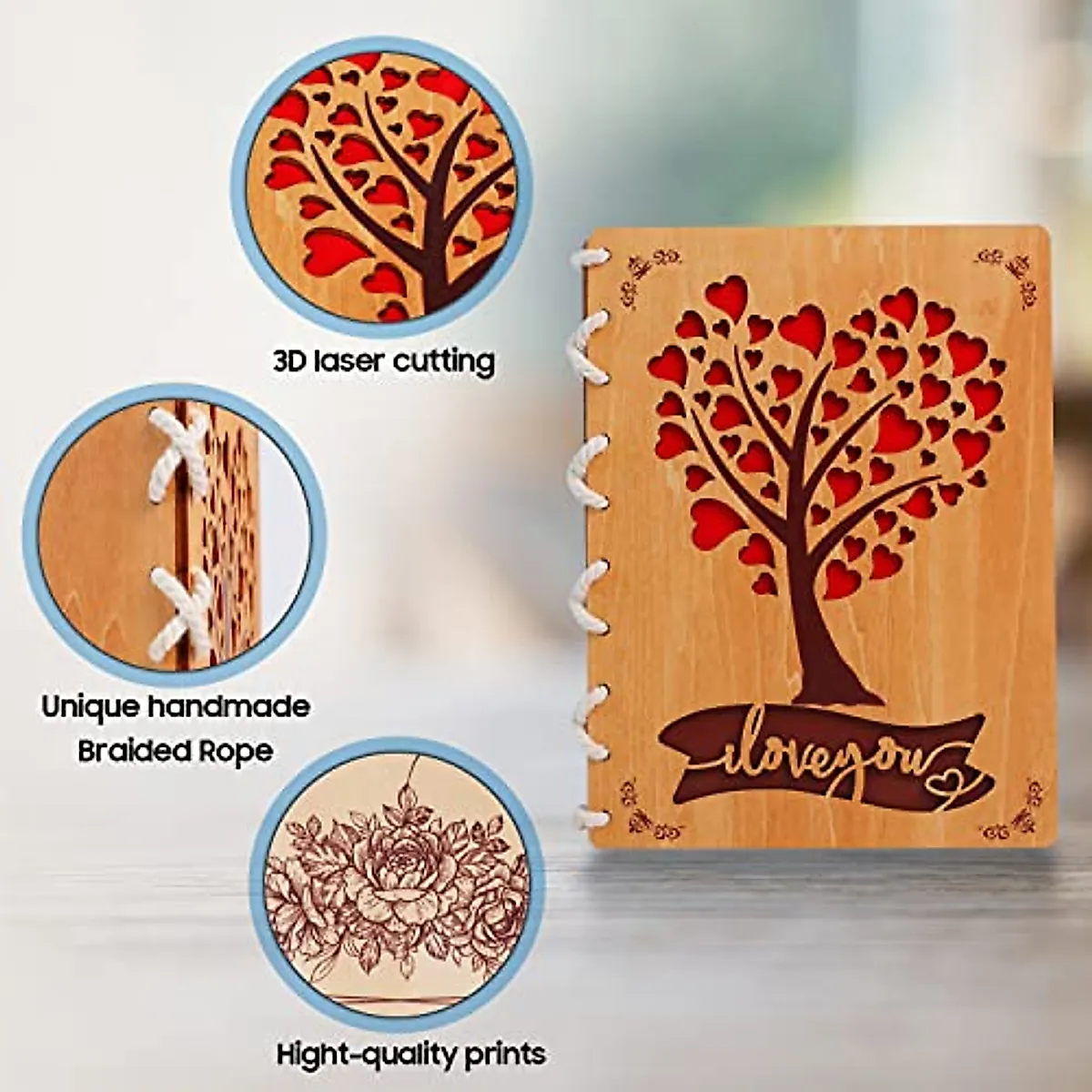 DEPLEE Heart Tree Wooden Cards, Anniversary Card for Her with Romantic Wood Card Design, Love Wood Greeting Card, Happy Anniversary Card Wood, Birthday Cards for Women, Mothers, Wife, Mom |6x8 in