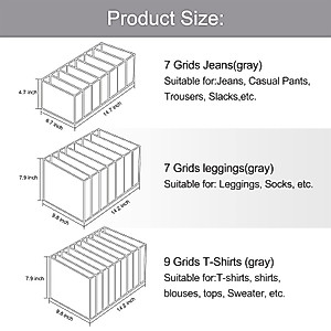 HSD Houseware 3PCS Drawer Organizers Clothes, Wardrobe Organizers and Storage, Washable Wardrobe Clothes Organizer, Wardrobe Organizer for Jeans, Pants, Sweater, Leggings, Socks, T-Shirts