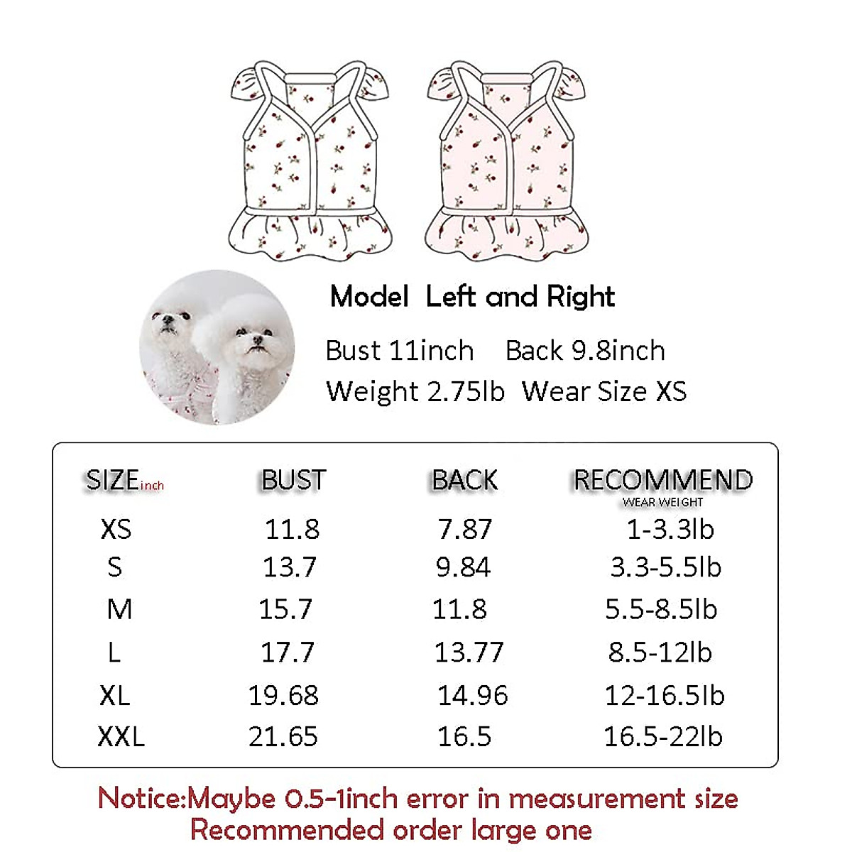 Dog Cat Rose Suspender Dress Floral Dog Skirt Elegent Dog Outfit Cat Dress for Party Wedding Birthday Puppy Apparel Summer Clothes