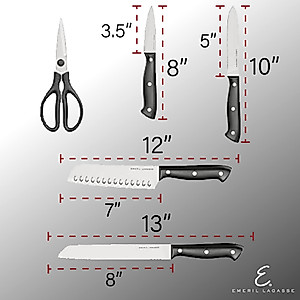 Emeril Lagasse 6-Piece Knife Block Set (Natural) - Emeril Cutlery Set with Stamped Blades - Perfect Kitchen Knives for Produce & Sandwiches