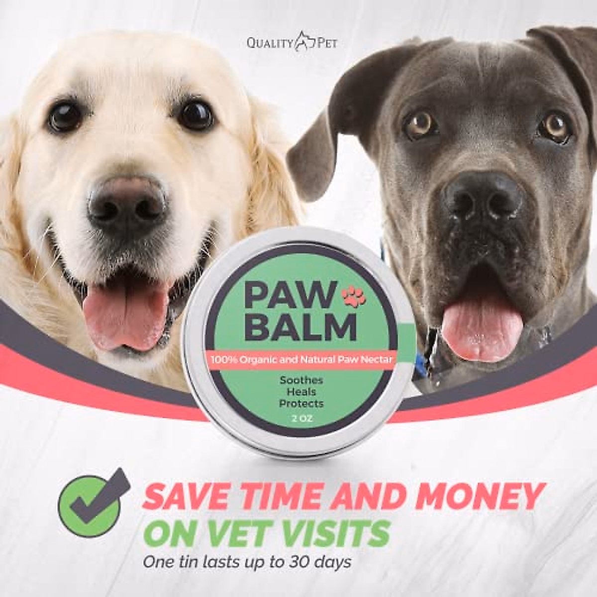 Paw Nectar Dog Paw Balm - Heals, Repairs & Restores Dry, Cracked & Damaged Paws - 100% Organic & Natural Cream Butter, Wax, Moisturizer & Protection for Dog Feet & Foot Pads - Effective & Safe - 2 Oz
