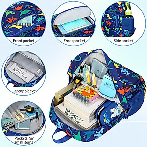 mygreen Dinosaur Backpack for Boys Backpacks for Elementary School 15 inch Backpack for Boys with Coin Purse 5-7 6-8 School Bag 2nd 3rd Grade Blue