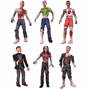Lynkaye 6 Pcs Zombie Dolls Action Figures Toys Walking Dead Toys Terror Corpse Articulated Joints Miniature Model for Halloween Party Decorations As Gifts for Kids Toys