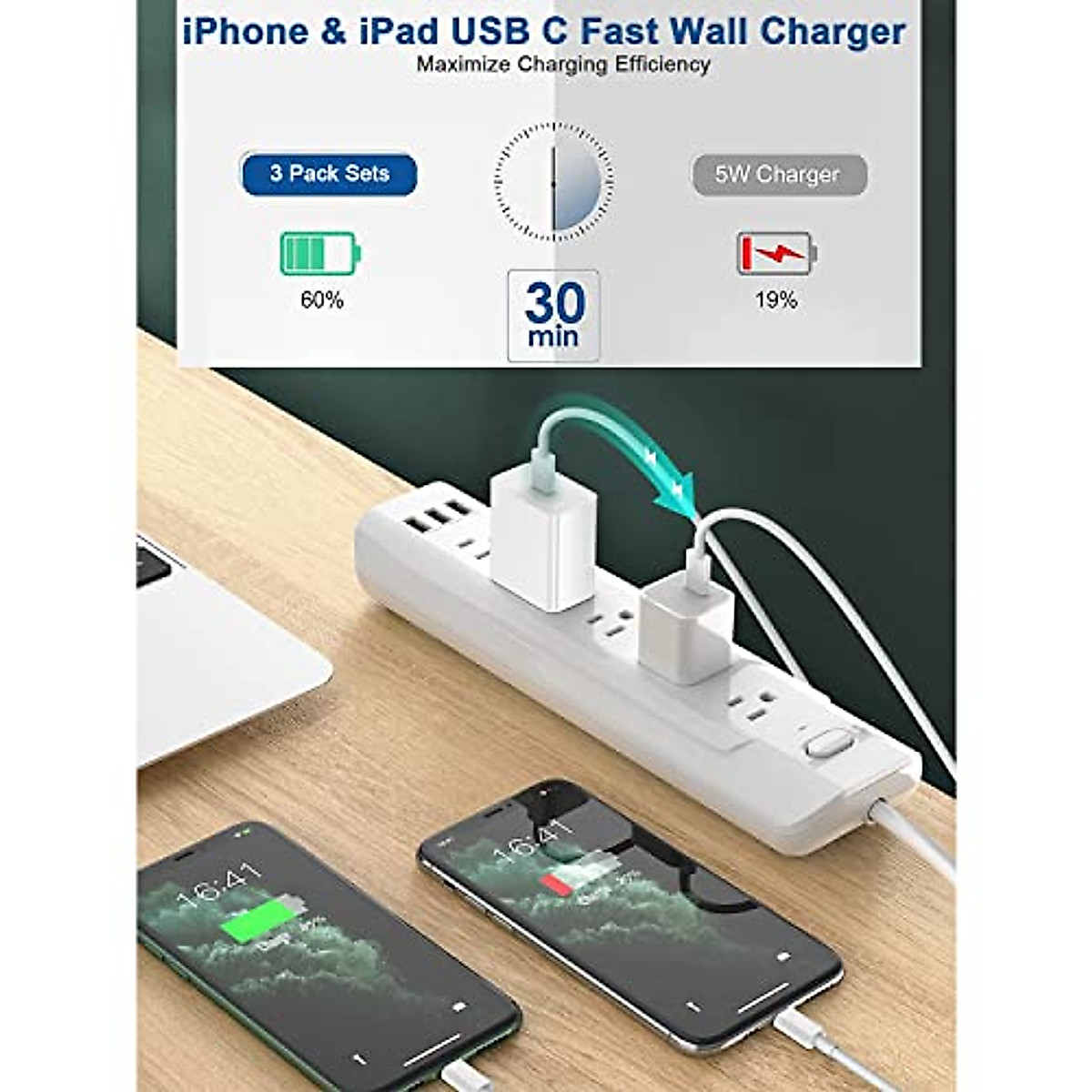 Apple Charger, 3Pack USB C Charger Block [Apple MFi Certified] USB C Wall Charger PD 3.0 USB C Adapter with Type C Charger Fast Charging Plug for iPhone 14/13/12/11/X, iPad/iPad Pro/iPad Mini/iPad Air