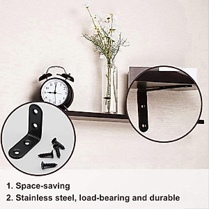 YAMASO 20PCS L Bracket Corner Bracket,Black Small Right Angle Bracket for Wood Furniture Cabinet Chair(10PCS 0.79 Inch+10PCS 1.57 Inch with 60PCS Screws)