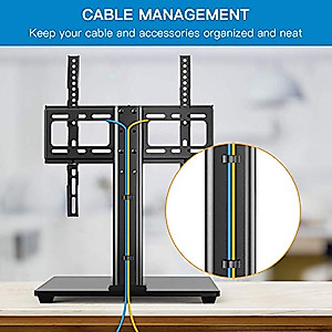 PERLESMITH Swivel Universal TV Stand/Base - Table Top TV Stand for 32-60 inch LCD LED TVs - Height Adjustable TV Mount Stand with Tempered Glass Base, VESA 400x400mm, Holds up to 88lbs PSTVS09