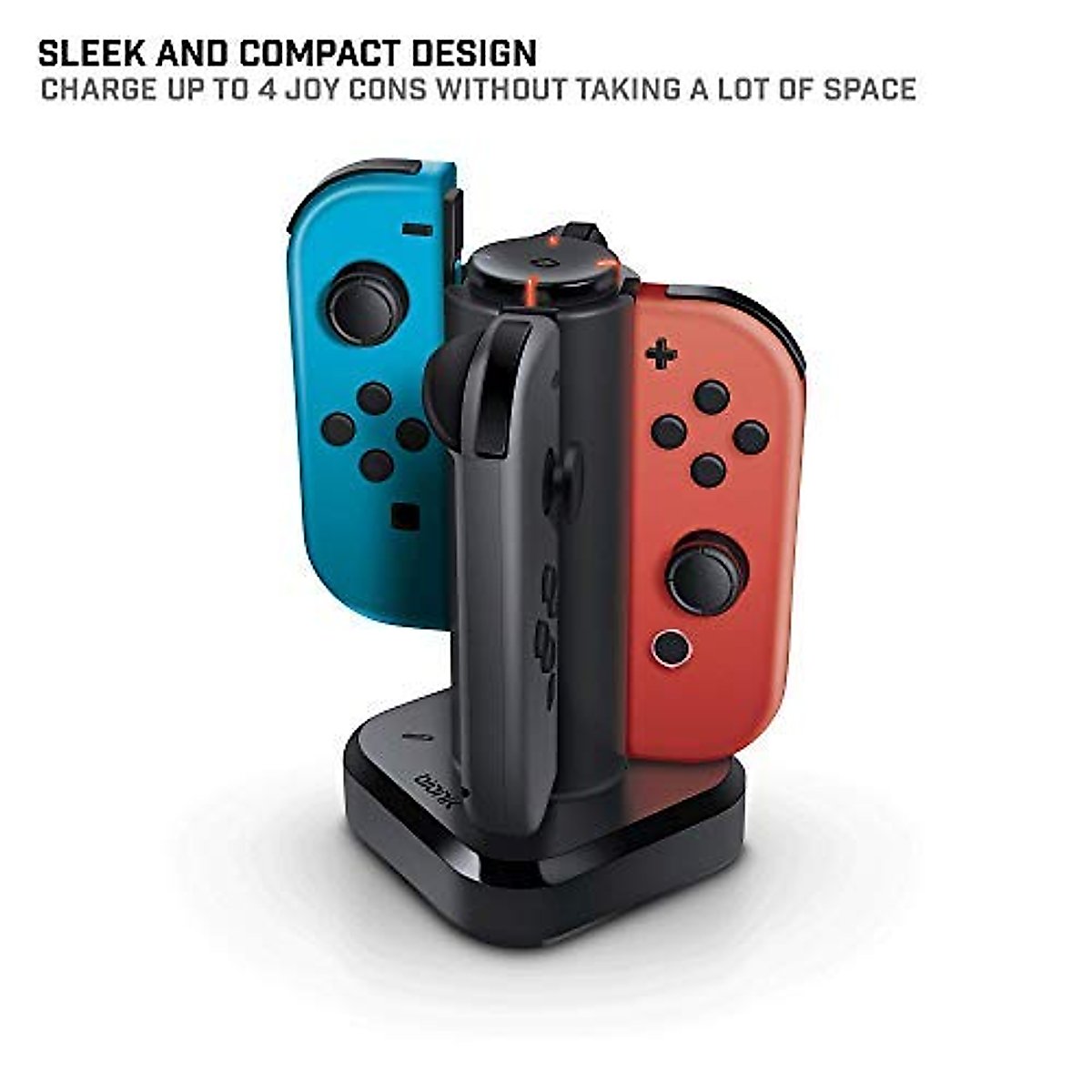 Bionik Tetra Power - Nintendo Switch Joy Con Charging Dock (4 Controllers) with Built-In Cable Adjustment System and LED Charge Status Indicators