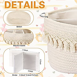 Geetery Baby Diaper Caddy Organizer Basket with Shoulder Strap Buckle Cotton Rope Diaper Basket Caddy, Changing Table Diaper Storage Caddy for Baby Shower Gifts