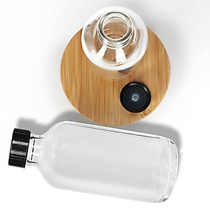 15 Pack Glass Amber Boston Bottles with Black Poly Cone Cap, 4 oz Round Glass Bottle for Essential Oil, Perfume and Liquid, Contains 24 Colored Labels, 2 Funnels, 1 Brush