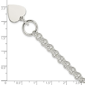 IceCarats 925 Sterling Silver Engraveable Heart Love Disc Link Toggle Chain Charm Bracelet 8.75 inch