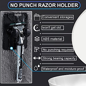 HOXSURY Razor Holder for Shower, Self Adhesive Adjustable Hooks, Waterproof Shower Hooks for Bathroom Kitchen-2 Pack (White)