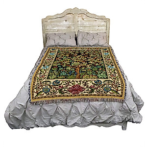 Pure Country Weavers William Morris Tree of Life Blanket - Arts & Crafts - Gift Tapestry Throw Woven from Cotton - Made in The USA (72x54)