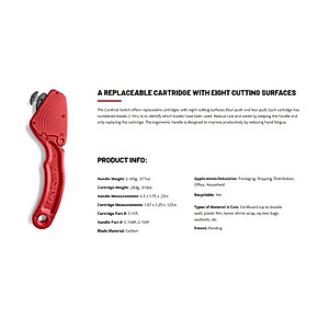 Cardinal Switch Cutter Handle and Switch Dual Wall (HD) Blade Cartridge - Replaceable Blade Cartridge Safety Box Cutter - Cut Cardboard Zip Ties Film Plastic Bands + More (RED) (1)