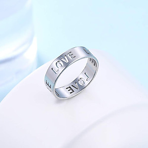 LONAGO Personalized Name Ring Custom Name Plate Stacking Ring Engrave Any Names Initial Ring for Women (Gold Plated Copper in silver color)