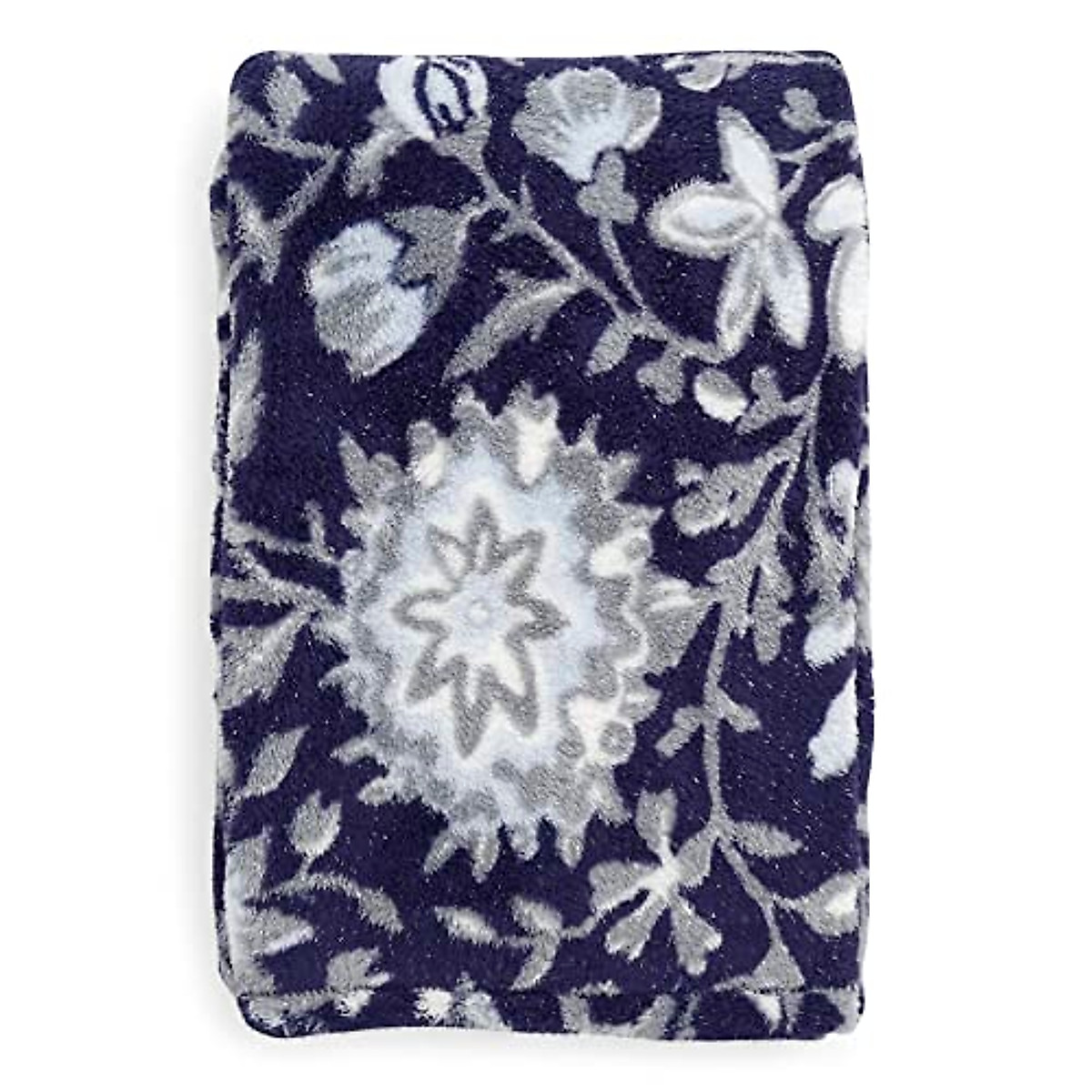 Vera Bradley Women's Fleece Plush Shimmer Throw Blanket, Frosted Lace Navy, 80 X 50