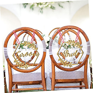 GOOHOCHY 1 Set wedding chair sign mr and mrs wooden signs groom to be wedding aisle groom bride door hanger wedding wood plaque wedding chair decorations bridegroom rural the banner