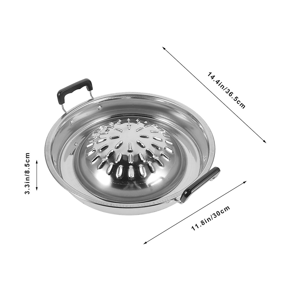 ABOOFAN Thai Korean BBQ Grill Pan Stainless Steel Barbecue Grill Topper Camping BBQ Pan for Shabu Vegetable Egg Pork Beef Meat Garlic Korean Cookware Silver