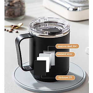 WENKII 17oz Stainless Steel Insulated Coffee Mug with Handle - Double Wall Vacuum Travel Tumbler with Sliding Lid, Induction Cooktop Safe, for Hot and Cold Beverages (Blue)