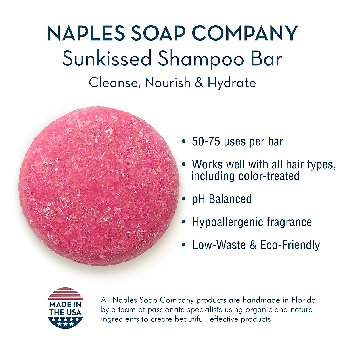 Naples Soap Company Solid Shampoo & Conditioner Bar Set – Free of Parabens, Pthalates – Handmade, pH Balanced, Hydrating Haircare, Safe & Effective for All Hair Types – Lasts 50-75 Uses, Sunkissed