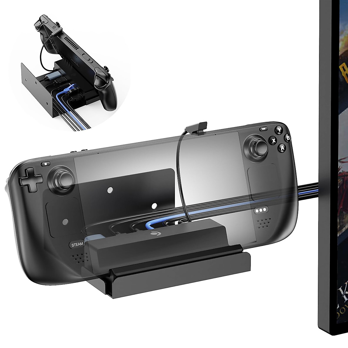 KUNSLUCK Wall Mount for Steam Deck Dock Official, Steam Deck Dock Wall Mount Stand, Mount Your Steam Deck on the wall or Near TV
