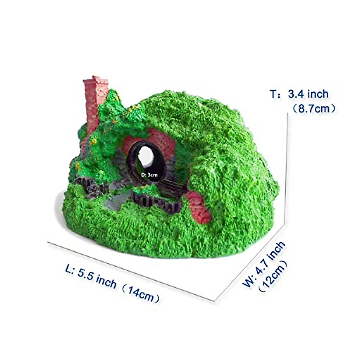 DUGUWEI Aquarium Decoration Small Animal Hideout House Fish Tank Ornament Reptile & Insect Shelter Cage (5.5''x4.7''x3.4'')