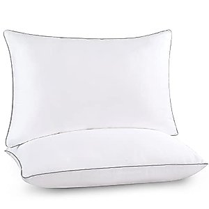 Bed Pillows for Sleeping 2 Pack - Standard Size Cooling Pillows Set of 2 for Side Back and Stomach Sleepers, Down Alternative Filling Luxury Soft Supportive Plush Pillows