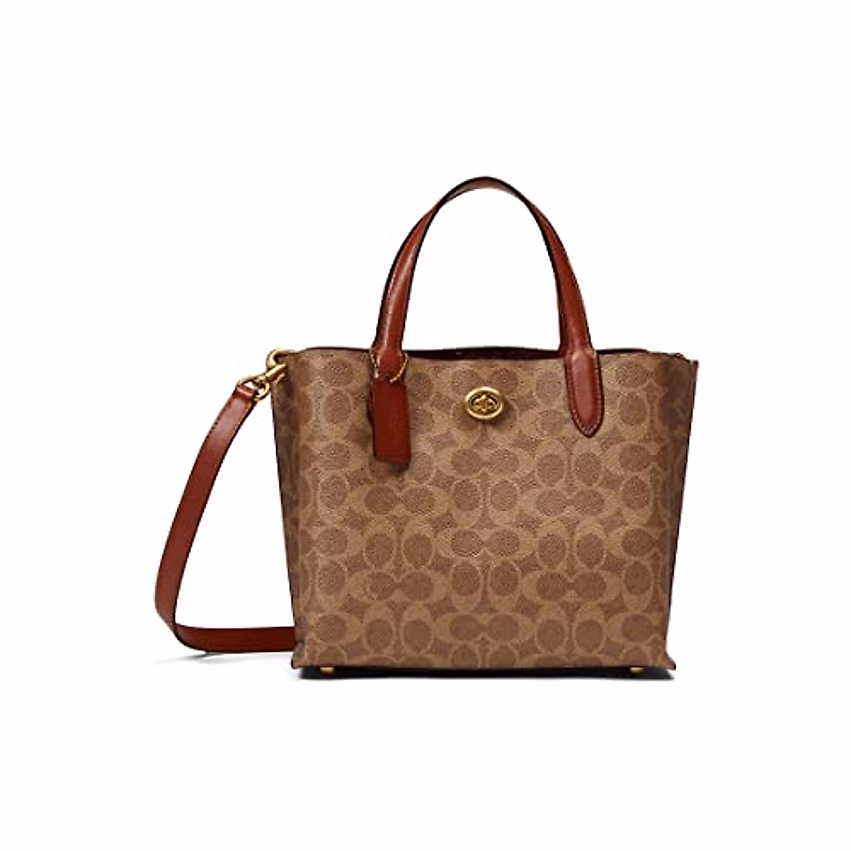 COACH Coated Canvas Signature Willow Tote 24 Tan/Rust One Size