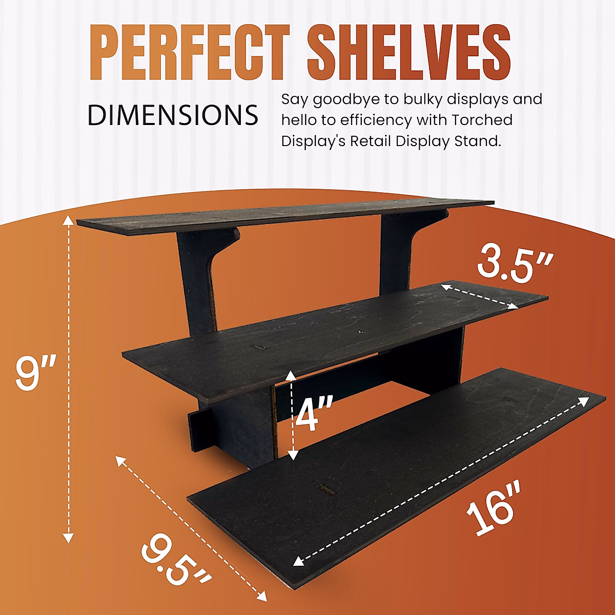 3-Tier Straight Retail Table Display Stand with Shelves | 3 Step Straight Display Rack for Counter Top, Craft Shows, Farmers Market, Trade Shows, Pop ups, Soap Display, Candles, Tumblers, Cups