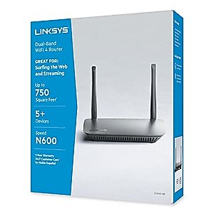 LINKSYS N600 Wireless Router, 5 Ports, Dual-Band 2.4 GHz/5 GHz