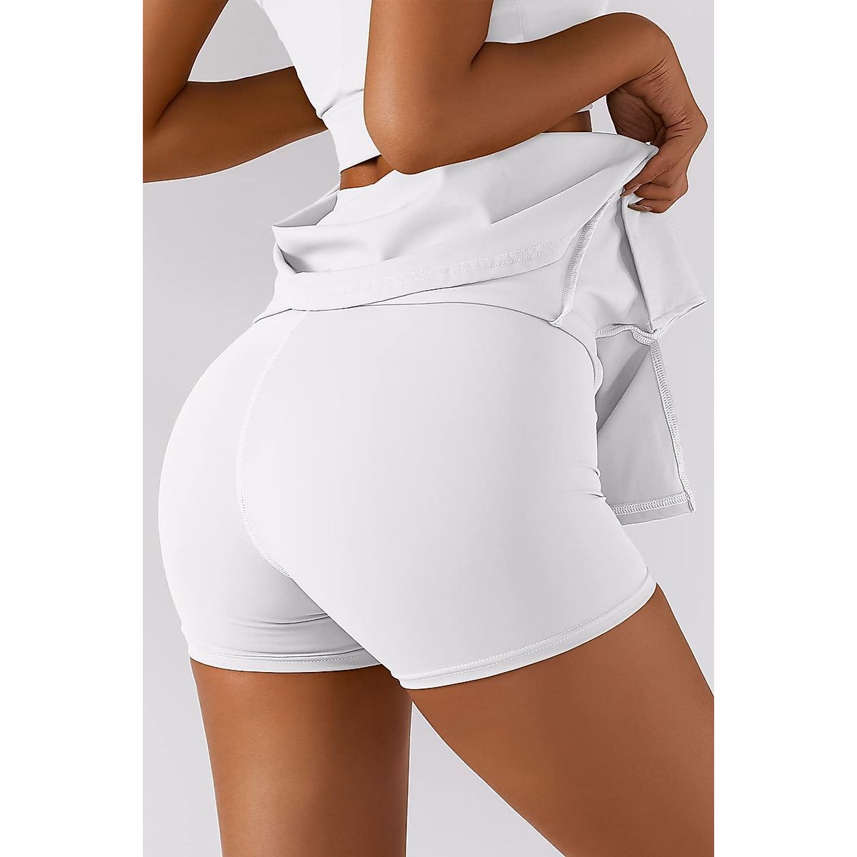 QINSEN Tennis Skirt for Women Golf Athletic Activewear Skorts Summer Workout Shorts White M