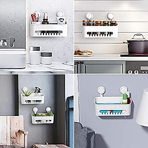 LUXEAR Shower Caddy Suction Cup NO-Drilling Removable Shower Shelf Powerful Heavy Duty Hold up to 22lbs with 4 pack update suction cup hooks shower suction hooks