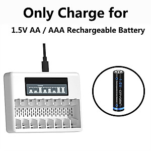 CITYORK 1.5V Rechargeable Lithium Battery with Charger, 4 Pack 1.5V AA 3000mWh and AAA 1200mWh Rechargeable Lithium Battery, LCD Display Quick Independent Battery Charger