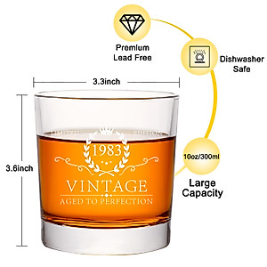 41th Birthday Gifts for Men, Whiskey Glass Set in Gift Box, 41th Birthday Decorations for Him, Dad, Husband, Friends, 41 Year Anniversary, Bday Gifts Ideas - Ice Ball Mold & Coaster & Gift Card