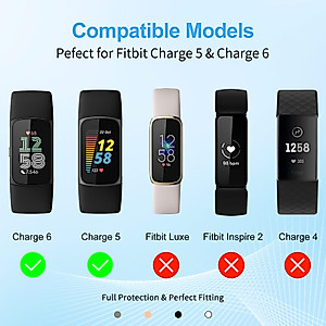 NANW 3-Pack Screen Protector Compatible with Fitbit Charge 6/5 (Not for Charge 4/3), TPU Rugged Bumper Case Cover All-Around Protective Plated Bumper Shell Accessories for Charge 6 5 Smartwatch