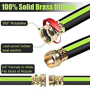 SYEENIFY Kink Free Garden Hose 25ft 5/8", Heavy Duty Hybrid Water Hose, Ultra Durable Flexible Rubber Hose with Sprayer Nozzle,Leakproof Yard Outdoor Hose with Brass Solid Connector