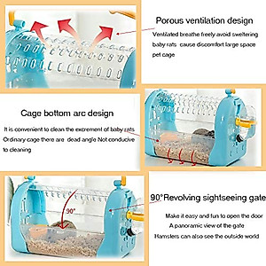 Hamster Cage Travel Carrier Portable Cage with Water Bottle Outgoing Cage and Adjustable Strap Pet Cage for Small Pet Hedgehog Sugar Glider Squirrel Mice.