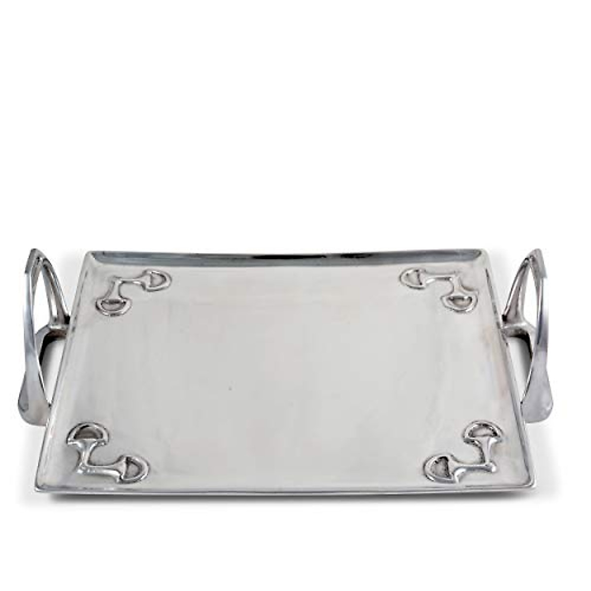 Arthur Court Horse Stirrup Metal Serving Tray for Serving Food, Snacks, Desserts Stackable Platter to Form Tier Cheese Stand - Silver Equestrian Style 12 inch x 17.5 inch
