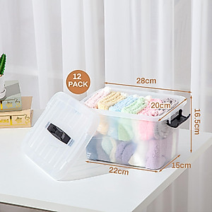 Cunno 12 Pcs 6 Qt Clear Plastic Storage Bins with Lid and Latching Buckles Stackable Storage Container Bin Totes for Storage Tote Box Organizing Tote Tub Box for Toy General Organization Solution