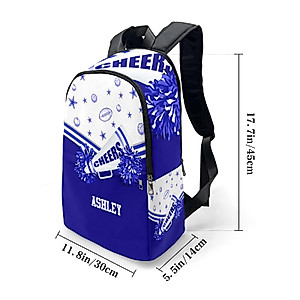 Urcustom Personalized Name Cheerleader Football Basketball Blue Backpack Unisex Bookbag for Boy Girl Travel Daypack Bag Purse 17.7 IN