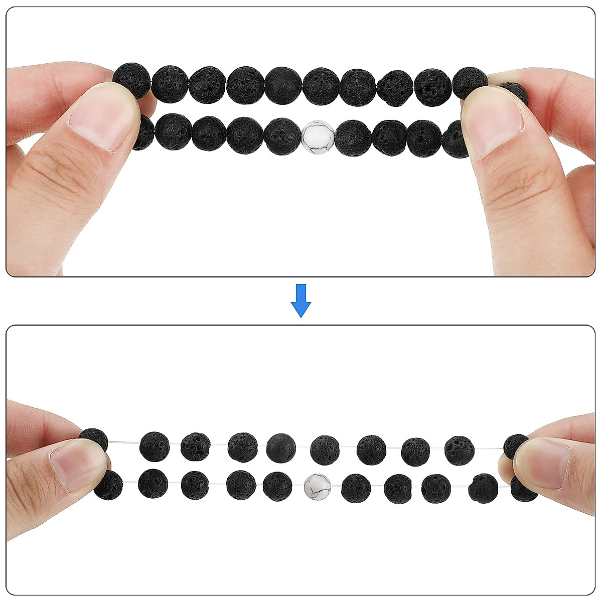 Hicarer 4 Pieces Evil Eye Bracelet Set Hamsa Charm Beaded Bracelets Chakra Charm Stretch Bracelet for Women(Elegant Style)