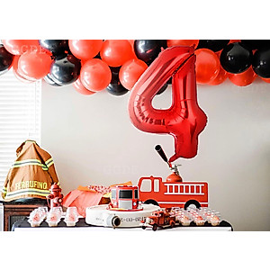 40 Inch 4 Red Number Balloons Mylar Foil Helium Digital Balloons Baby Shower 4st Birthday Party Decor Supplies…