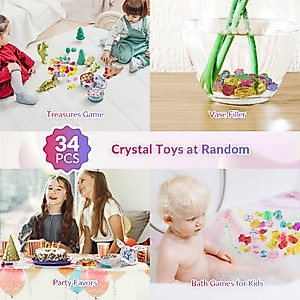 34 + 6 Bath Bombs with Crystal Toys Inside for Kids, 34PCS Organic Surprise Bath Bomb Gift Set for Christmas, Birthday, Easter, Natural Fizzy Bath Home Spa, 6PCS Gift Bags for Girls and Boys