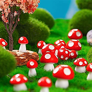 MGZTTHW Tiny Mushrooms for Crafts - Fairy Garden Mushroom - 60pcs Mini Resin Mushroom Decor- Fake Mushroom Miniatures Statue for Bonsai Micro Landscape Craft
