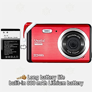 Digital Camera, Kids Camera FHD 1080P 20MP Vlogging Camera with LCD Screen 8X Zoom Compact Portable Mini Rechargeable Camera Gifts for Students Teens Adults Girls Boys-Red