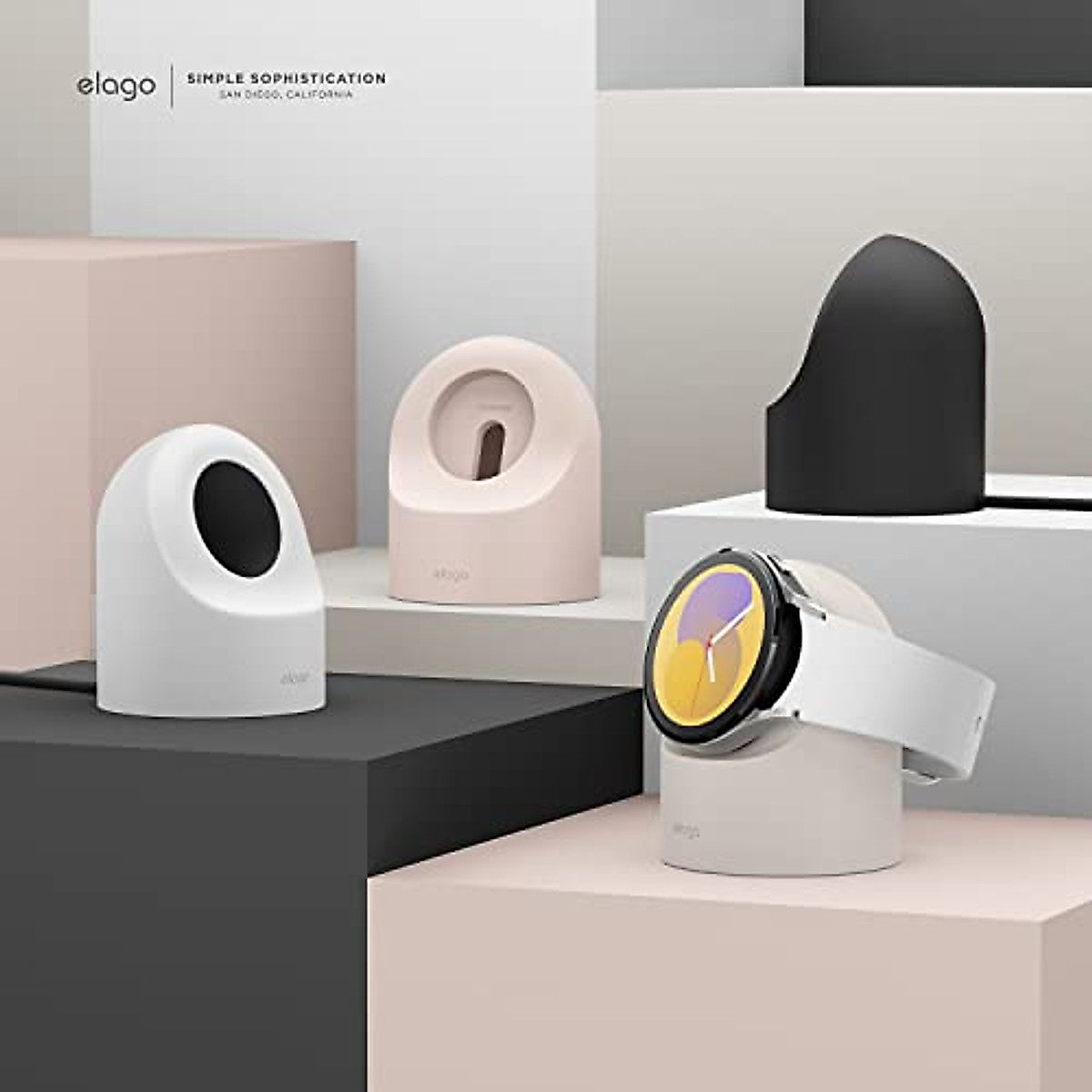 elago GW2 Stand Compatible with Samsung Galaxy Watch 6 Series / 5 Charger Stand (40, 44mm) / 5 Pro Charger Stand (45mm) 2022-2023 - [Black] [Charging Cable Not Included]