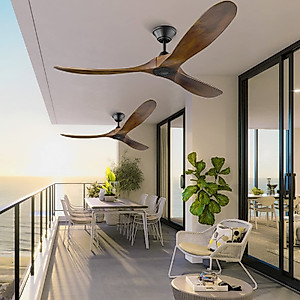 NWIASS 70 Inch Outdoor Ceiling Fans for Patios, Modern Ceiling Fan No Light with Remote Solid Wood Ceiling Fan Damp Rated, 3 Blade Large Ceiling Fan for Indoor High Low Sloped Ceiling, DC Ceiling Fan