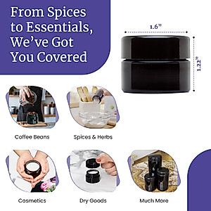 Infinity Jars Classic Black Glass Jar 15 ml (.5 fl oz) Ultraviolet Airtight Smell Proof, Refillable Container Screw top Jar for Long term storage Coffee Spices, Tea, Dried Goods Jar for Kitchen 3 Pack