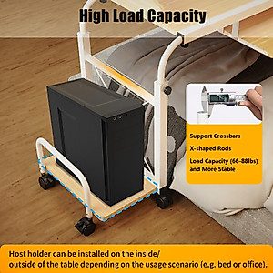 PaNeTnya Mobile Multifunctional Table Computer Desk,Height Adjustable Overbed Table with Wheels,Standing Workstation Laptop Cart,Rolling Bed Desk for Bedroom,Dining Room,Living Room